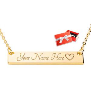 petite boutique customizable your name bar necklace - personalized gift custom jewelry 16k plated aniversary bridesmaid gift for women gold silver rose gold with premium gift case