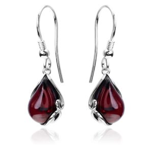 ian and valeri co. black cherry amber sterling silver earrings