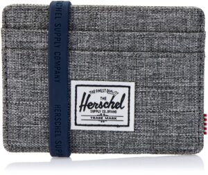 herschel mens charlie rfid card case wallet, raven crosshatch, one size us