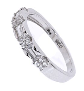 sterling silver simulated diamond baguette and round maching ring (5)