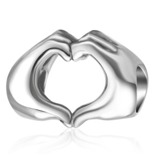 soukiss 925 sterling silver love heart in your hands charm for charms bracelets, xmas mother's day gifts idea