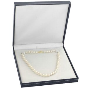 The Pearl Source 14K Gold 8-9mm AAA Quality White Freshwater Cultured Pearl Necklace for Women in 18" Princess Length