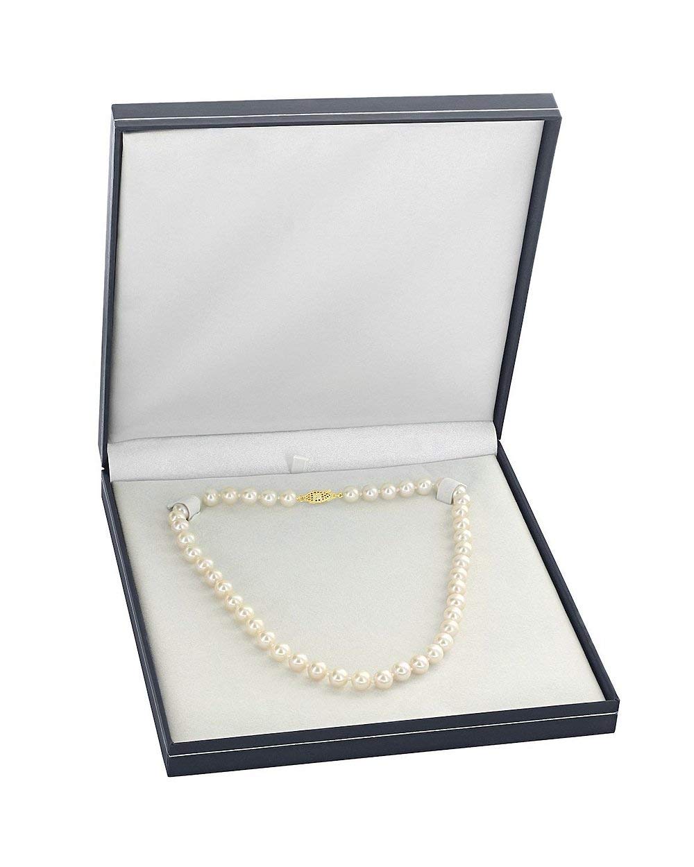 The Pearl Source 14K Gold 8-9mm AAA Quality White Freshwater Cultured Pearl Necklace for Women in 18" Princess Length