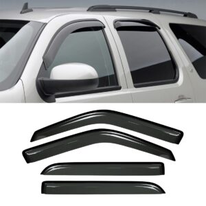 audrfi 4pcs window visors sun rain guard out-channel style for 97-16 ford expedition smoke side wind deflectors visor