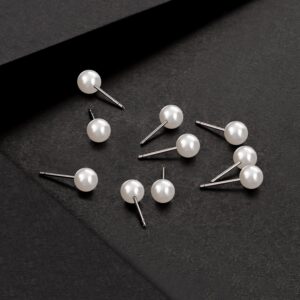 Charisma 6mm Composite Pearl Earrings Round Ball Pearls Stud Earrings Hypoallergenic 12 Pairs Imitation Pearl Earrings Set for Women