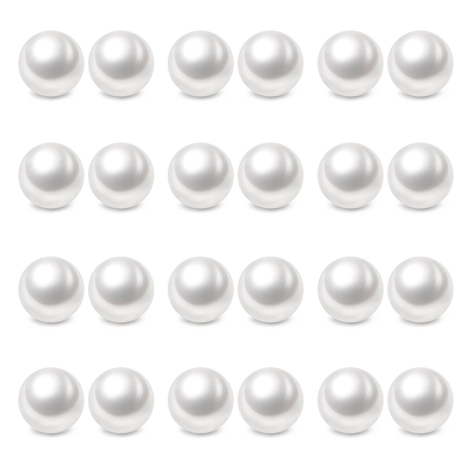 Charisma 8mm Composite Pearl Earrings Round Ball Pearls Stud Earrings Hypoallergenic 12 Pairs Imitation Pearl Earrings Set for Women