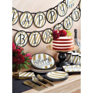 Creative Converting 8-Count Sturdy Style 7-Inch Paper Dessert Plates, Black and Gold