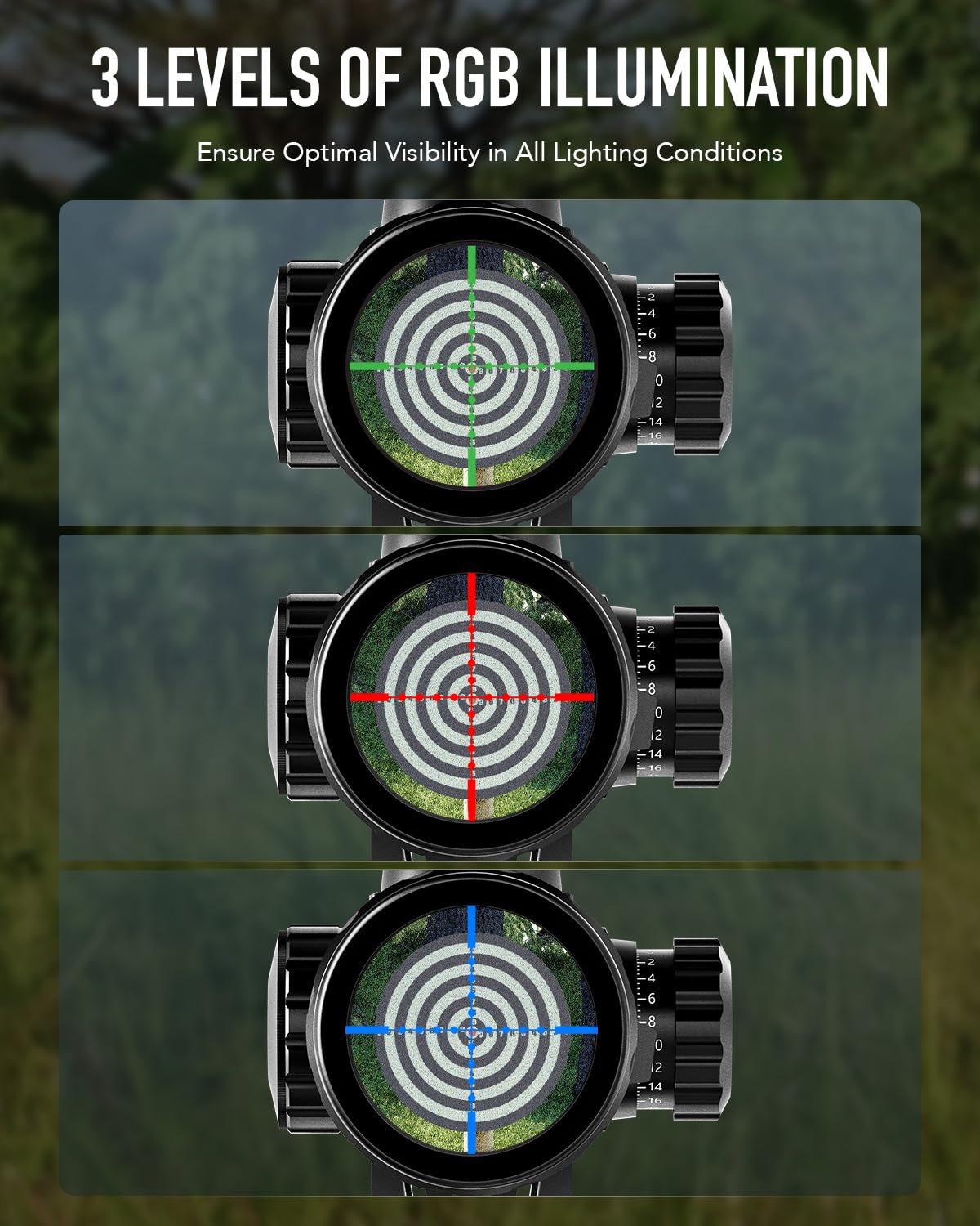 Pinty 3-9X40 Rifle Scope AO Red Green Blue Illuminated Mil Dot with Flip-Open Covers, Sunshade Tube