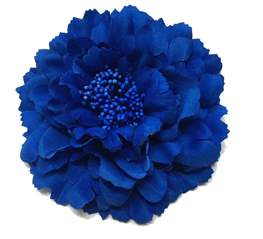 HC-01 Floral Fall Peony Flower Hair Clip Flamenco Dancer Pin up Flower Brooch (Royal Blue)