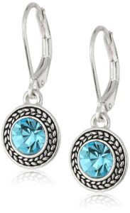 napier "classics" silver-tone and aqua crystal drop earrings