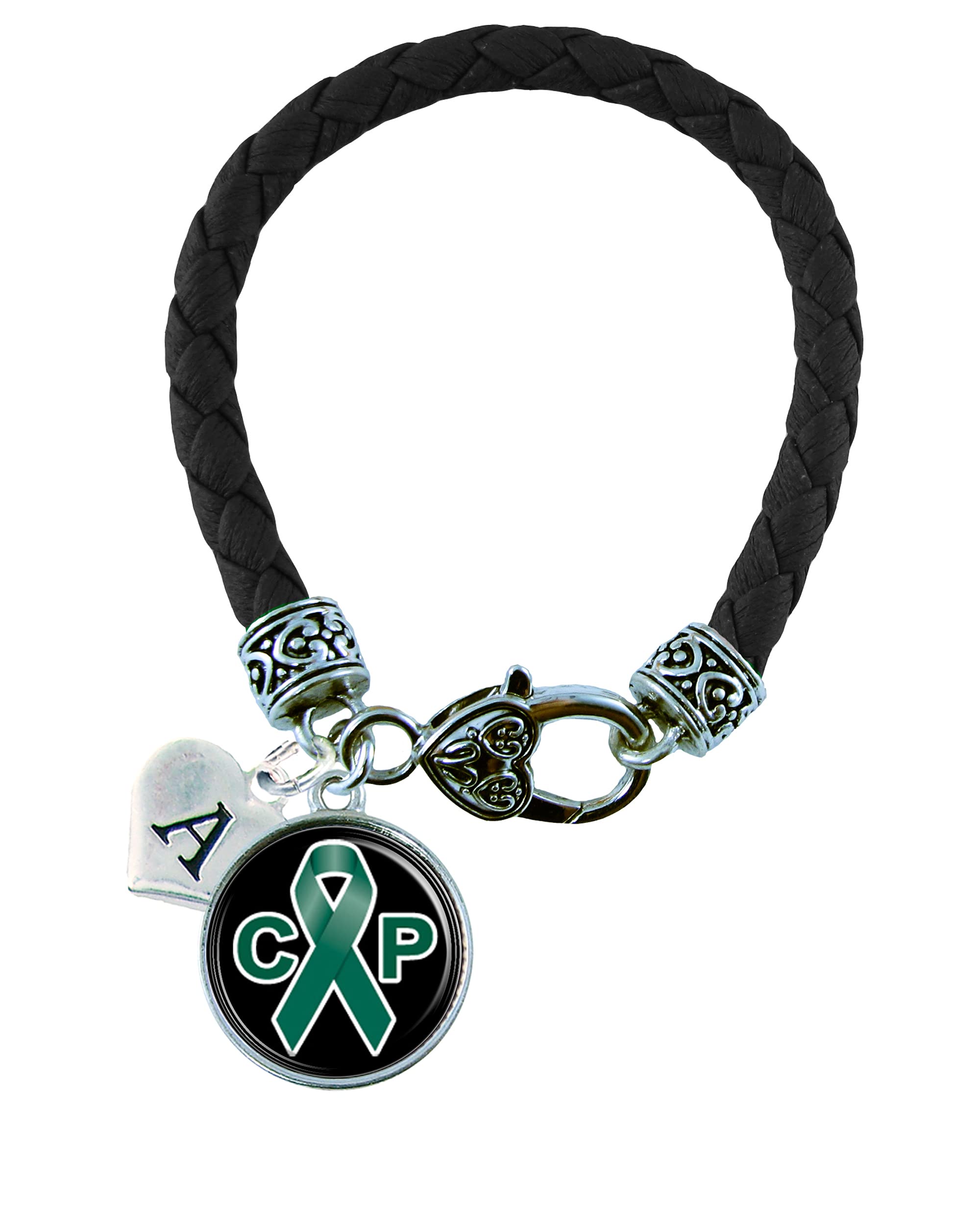 Holly Road Custom Cerebral Palsy Awareness Black Leather Bracelet Jewelry Choose Initial