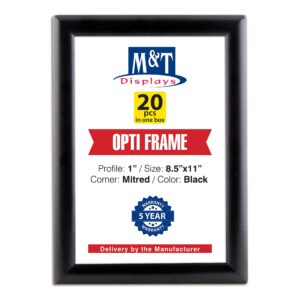 displaysmarket 8.5x11 snap frame for wall mount, opti frame, 1 inch profile- black, 20