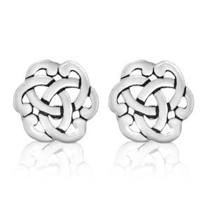 aeravida interlocking celtic knot sterling silver stud earrings for women, 10mm, small earring, tiny earring