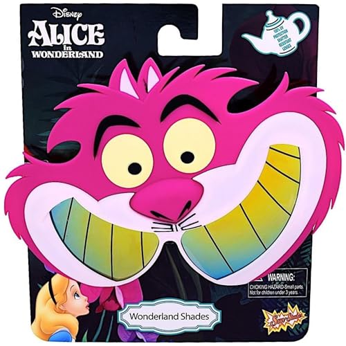 Sun-Staches Alice in Wonderland Official Cheshire Cat Sunglasses, UV400, Costume Accessory Pink Mask, One Size Fits Most