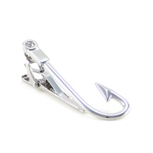 mendepot fishing hook tie clip rhodium plated nolvety fishhook tie clip with box