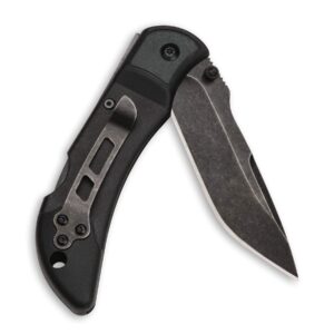 OUTDOOR EDGE 3.3" Gray Chasm - EDC Lockback Folding Pocket Knife with Non-Reflective Blackstone Coated Stainless Steel Blade and Pocket Clip