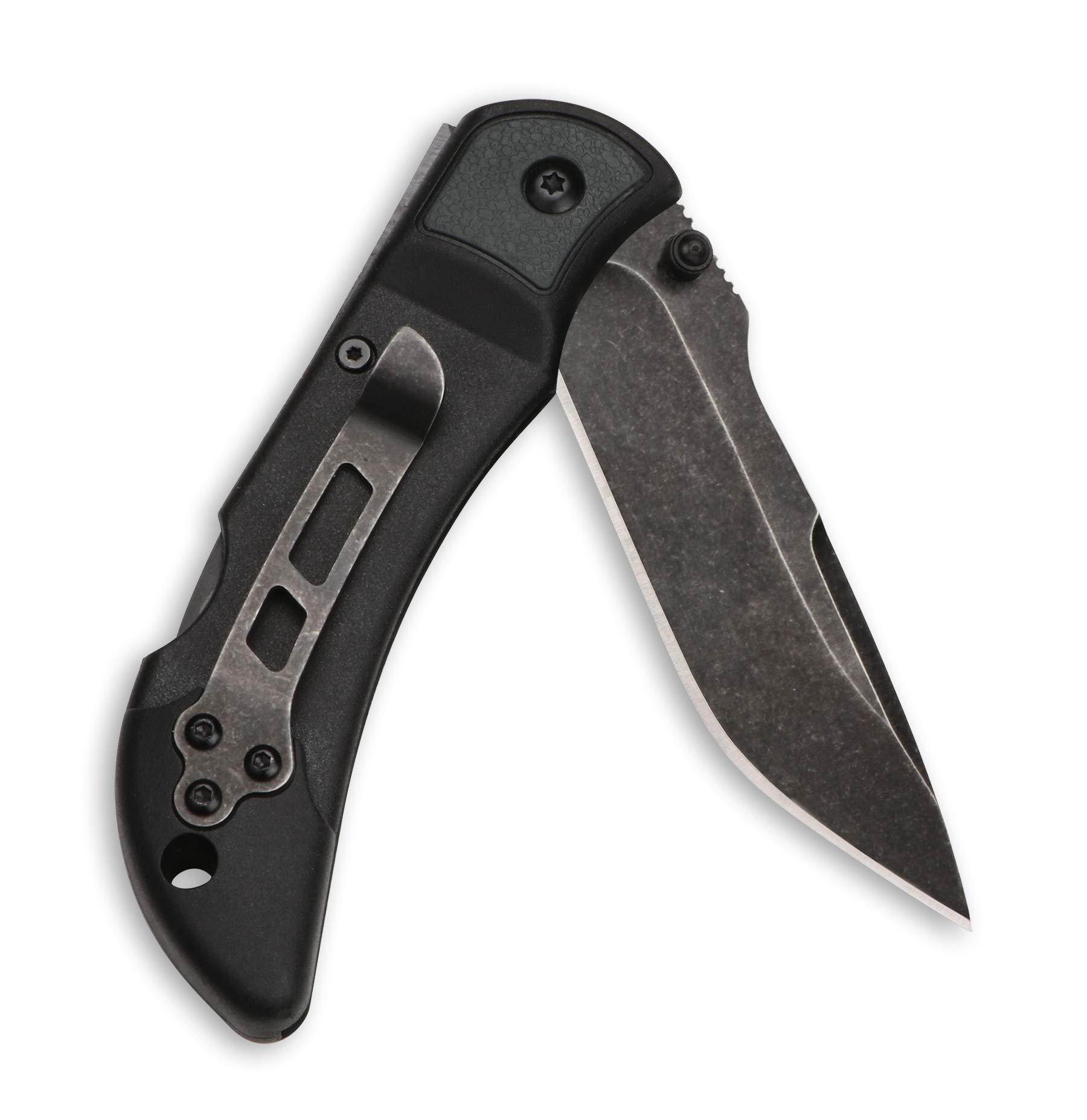 OUTDOOR EDGE 3.3" Gray Chasm - EDC Lockback Folding Pocket Knife with Non-Reflective Blackstone Coated Stainless Steel Blade and Pocket Clip