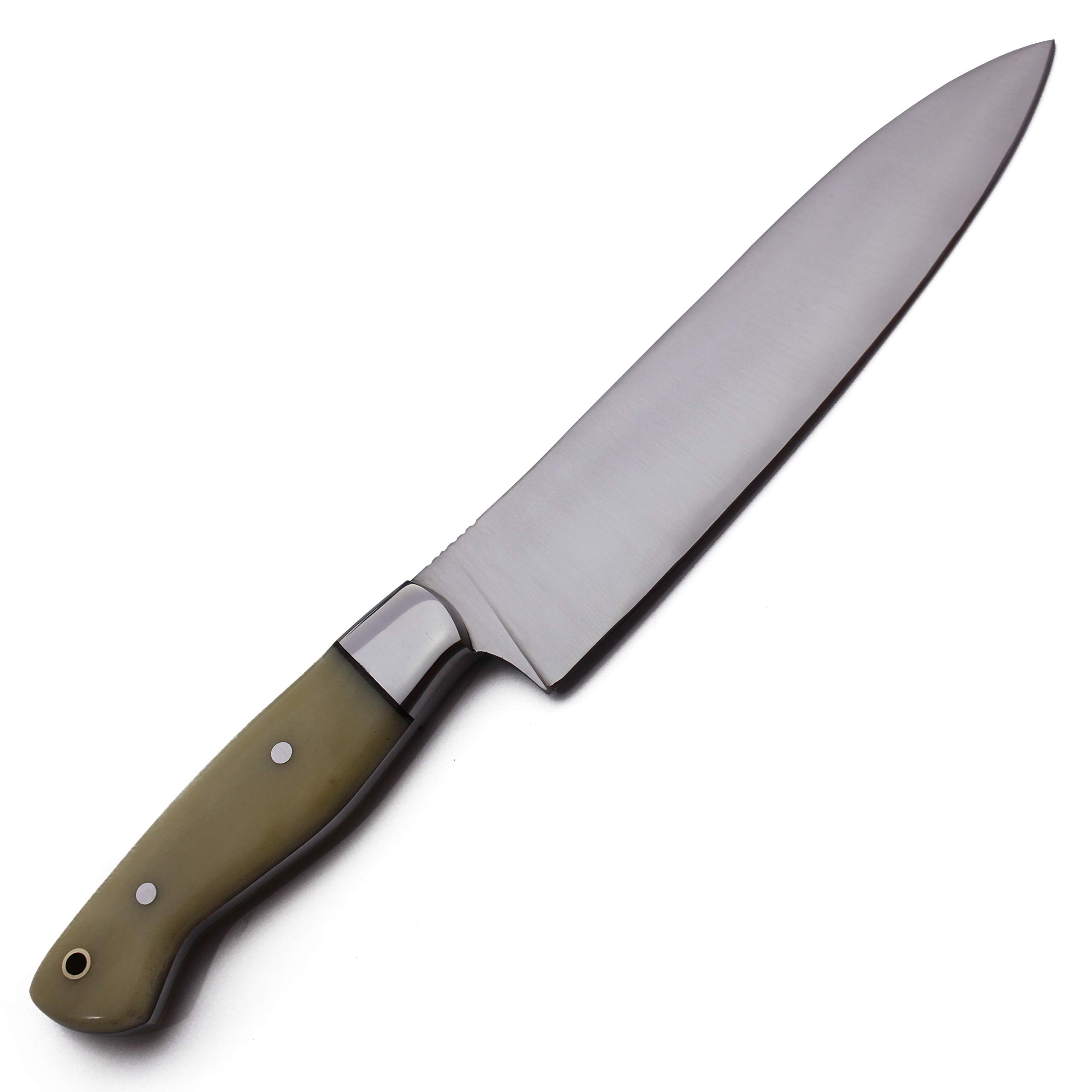 GCS Handmade Bone Handle D2 Tool Steel Chef Knife with leather sheath Full tang blade designed for Hunting & EDC GCS 132