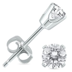 1/4 carat tw certified round diamond solitaire stud earrings in 14k white gold