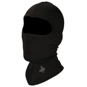 refrigiwear flex-wear lightweight lined long neck open hole balaclava face mask (black, one size fits all)