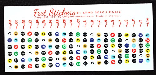 Guitar Fret Stickers- Color Coded- for Fretboard Note Positions