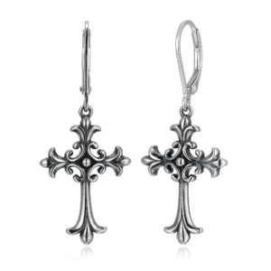 morgan & paige celtic cross celtic knot dangle earrings for women - 925 sterling silver drop earring design, lightweight and hypoallergenic for sensitive ears with secure clasp