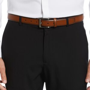 Perry Ellis Men's Leather Amigo Dress Belt, Luggage Brown, 34