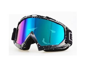 wonzone off road riding motorcycle goggles windproof snowboard ski goggles eyewear adjustable uv protective outdoor glasses motorcycle cross-country goggles (black frame white dot, rainbow)