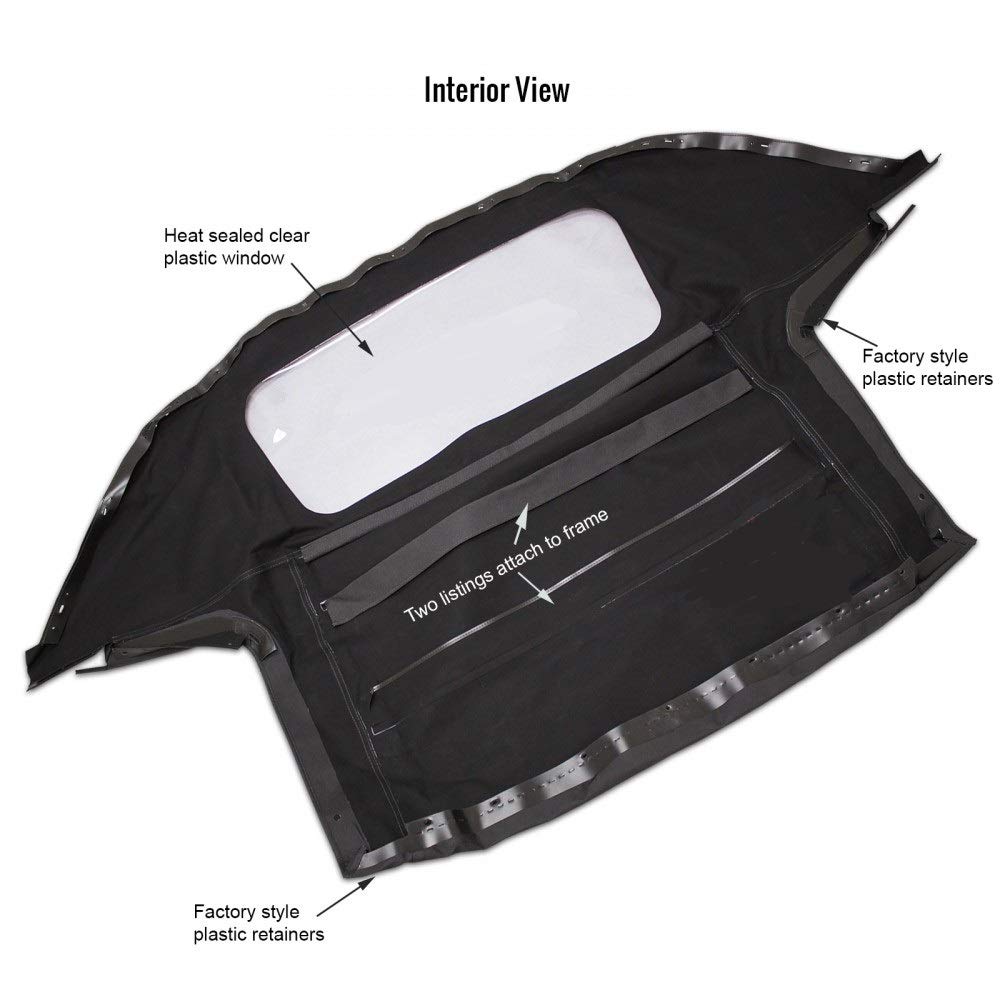 Compatible With Mazda Miata Convertible Top with Plastic Window Black Cabrio 1989-2005