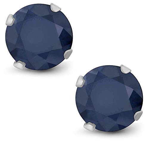 Gem Stone King 10K White Gold Gemstone Birthstone Stud Earrings | 6MM Round | White Gold Earrings For Women