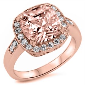 blue apple co. simulated pink round cz cushion morganite rose tone plated sterling silver halo engagemnt wedding ring