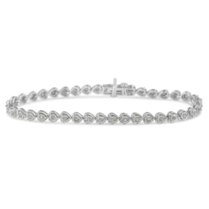 .925 sterling silver 1.0 cttw miracle set diamond heart-link 7" tennis bracelet (i-j color, i2-i3 clarity)