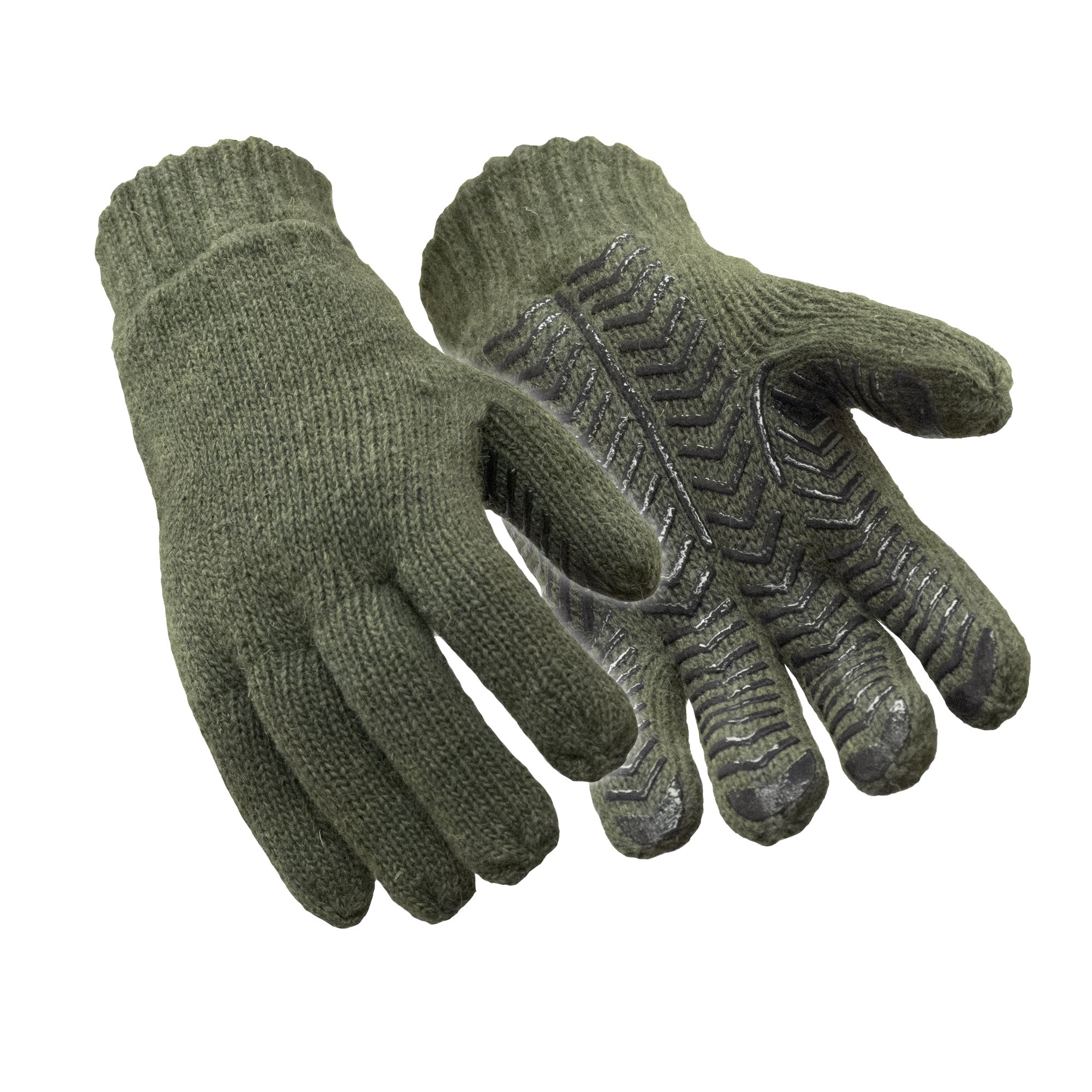 RefrigiWear Fleece Lined Thinsulate Insulated 100% Ragg Wool Grip Gloves (Green, X-Large)