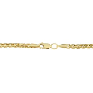 Kooljewelry 14k Yellow Gold Filled Unisex 3.5 mm Round Box Link Chain Bracelet (8.5 inch)