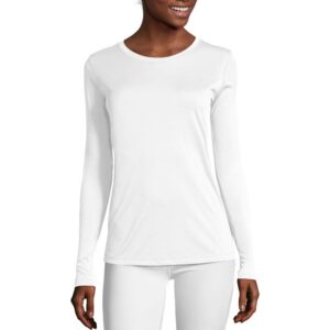 hanes womens sport cool dri performance long sleeve t-shirt shirt, white, medium us