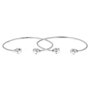 better jewelry skull ends .925 sterling silver west indian bangles; 25 grams (pair) (made in usa)