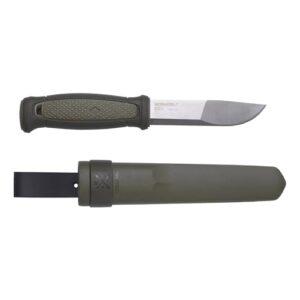 morakniv kansbol sandvik stainless steel fixed-blade survival knife with sheath, military green, 4.3 inch