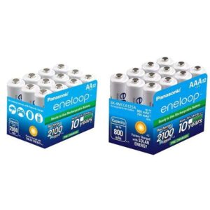 panasonic eneloop aa and aaa 2100 cycle ni-mh pre-charged rechargeable batteries bundle (12 pack of each)