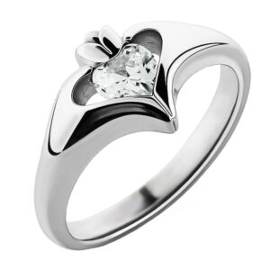 sterling silver white cz uls-16434cz ladies modern claddagh ring (6.5)