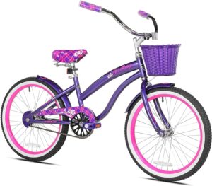 kent international 20" kent tiki bay kid's cruiser bike | 20 inch beach cruiser bike w/ front & rear fenders | hi-tensile steel fork with front basket