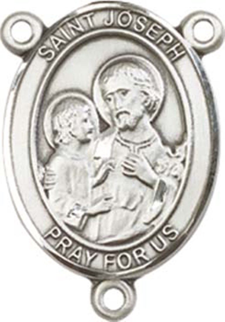 Sterling Silver Saint Joseph Rosary Centerpiece Medal, 3/4 Inch