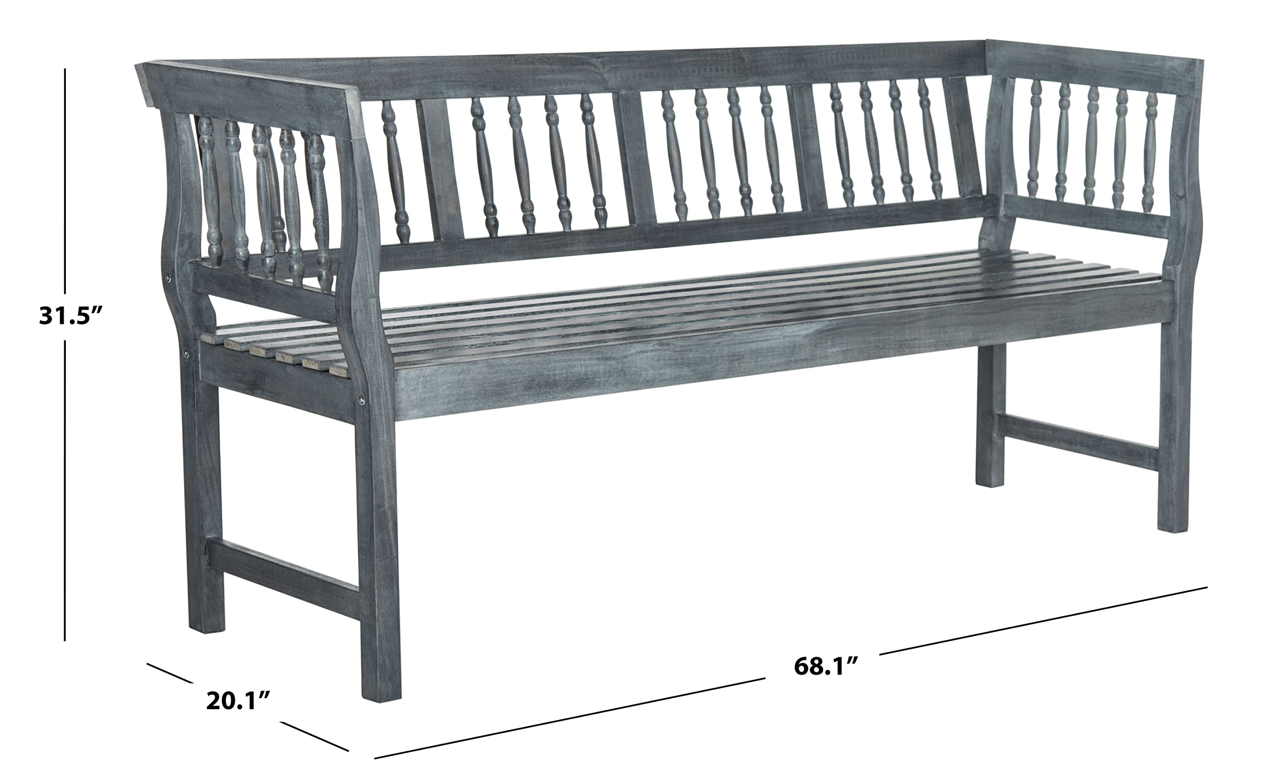 Safavieh PAT6732B Outdoor Collection Brentwood Bench, Ash Grey