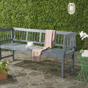 Safavieh PAT6732B Outdoor Collection Brentwood Bench, Ash Grey