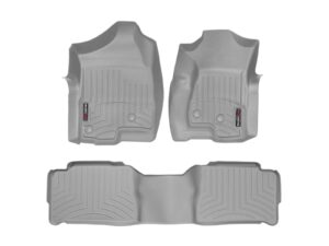 weathertech custom fit floorliners for escalade, tahoe, yukon - 1st & 2nd row (46003-1-2), grey