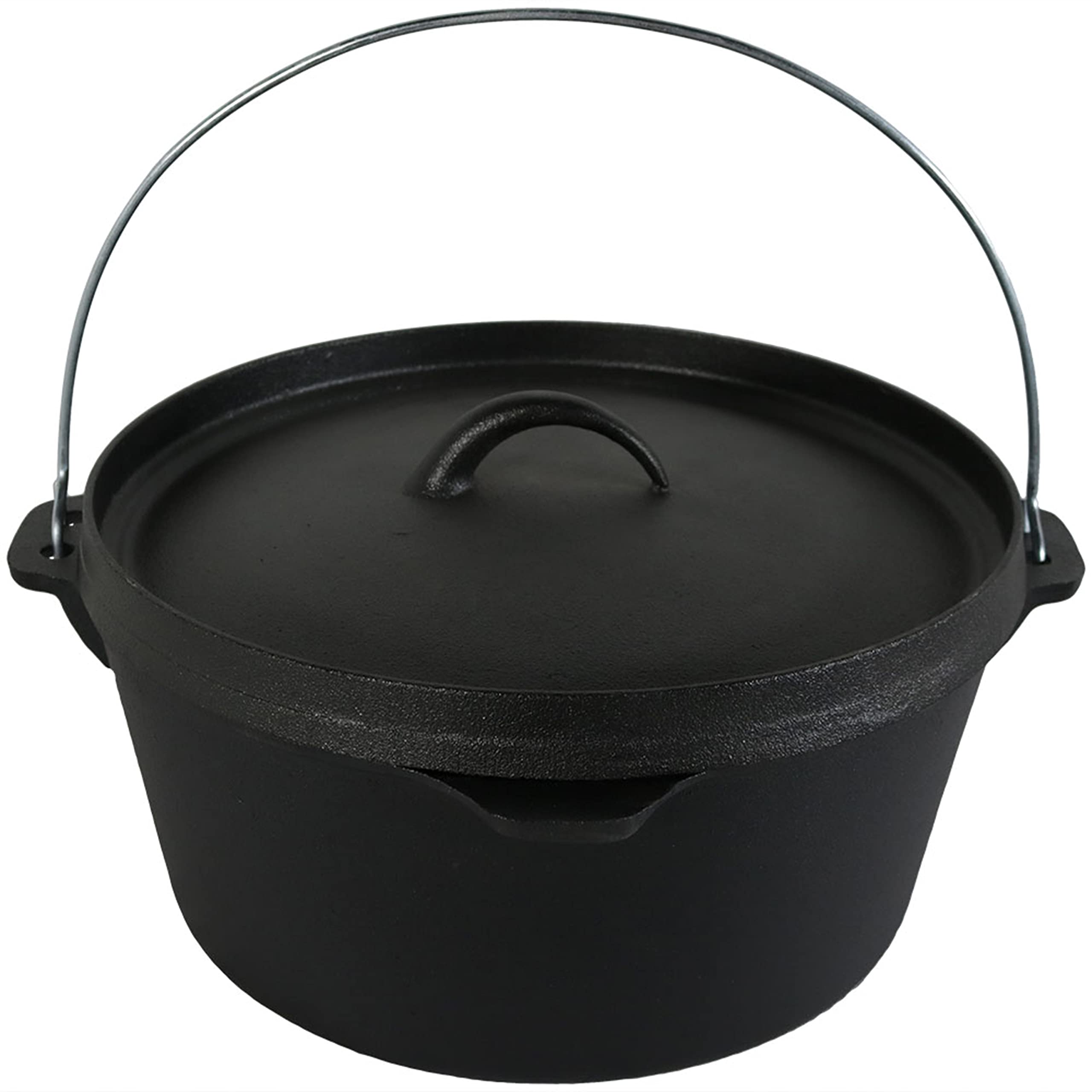 Sunnydaze 8-Quart Pre-Seasoned Cast Iron Deep Black Dutch Oven Pot with Lid and Handle - Camp Chili, Stew, and Soup Pot