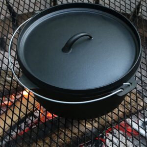 Sunnydaze 8-Quart Pre-Seasoned Cast Iron Deep Black Dutch Oven Pot with Lid and Handle - Camp Chili, Stew, and Soup Pot