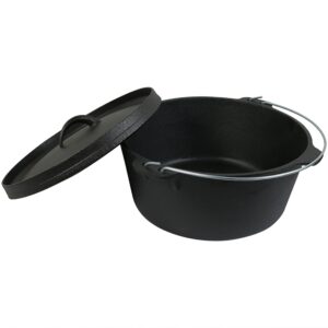 Sunnydaze 8-Quart Pre-Seasoned Cast Iron Deep Black Dutch Oven Pot with Lid and Handle - Camp Chili, Stew, and Soup Pot