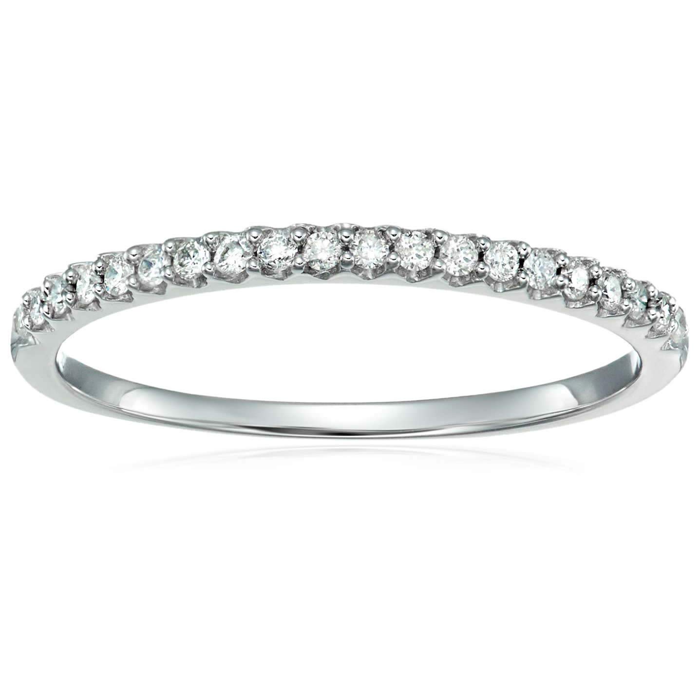 Vir Jewels 1/6 cttw Micro Pave Diamond Wedding Band for Women in 10K White Gold Prong Set, Size 5