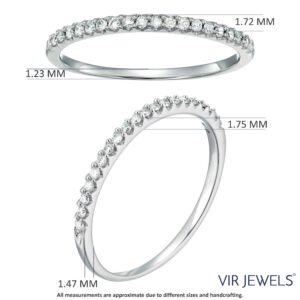 Vir Jewels 1/6 cttw Micro Pave Diamond Wedding Band for Women in 10K White Gold Prong Set, Size 5