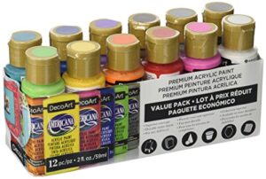 decoart americana acrylic paint value pack 12pc, 2 fl oz (pack of 12)